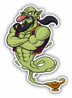 Genie Magic Lamp Evil Cartoon Car Bumper Sticker Decal 4" x 5" | eBay