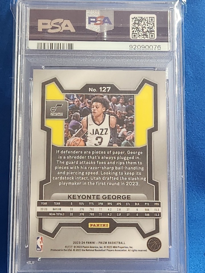2023-24 Panini Prizm #127 Keyonte George Rookie Card RC PSA 10 Gem Mint ...