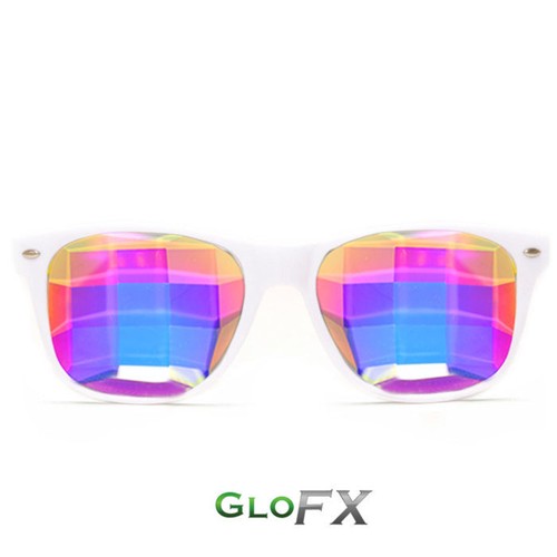 GloFX Bug Eye Ultimate Kaleidoscope Glasses – White Rave Glasses ...