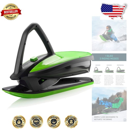 Advanced Control Snow Sled for Kids - Mystic Green with Built-in Brake ...