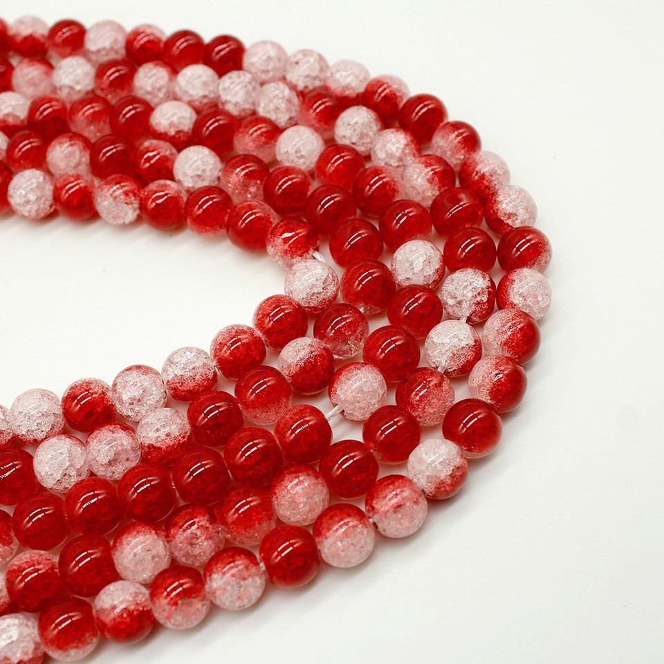 100 Pcs Red Acrylic Round Beads with Crack Pattern for DIY Jewelry ...
