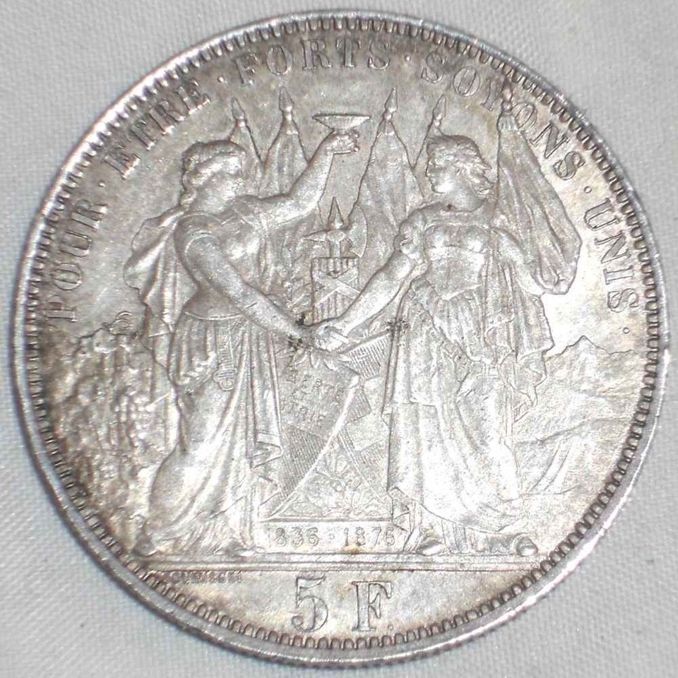 Nice 1876 Shooting Thaler Lausanne Switzerland 5 Francs City View XF++ ...