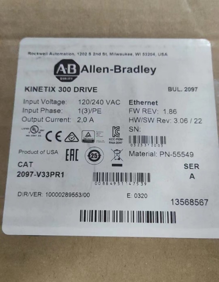 NEW Allen Bradley 2097-V33PR1 /A Kinetix 300 EtherNet/IP Servo Drive ...