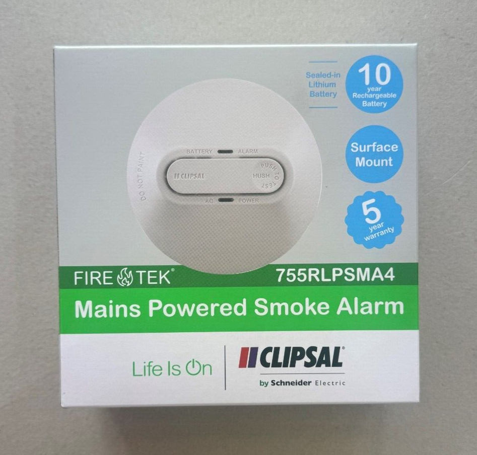 Clipsal 755RLPSMA4 Smoke Alarm - SURFACE MOUNT - MAINS POWERED ...