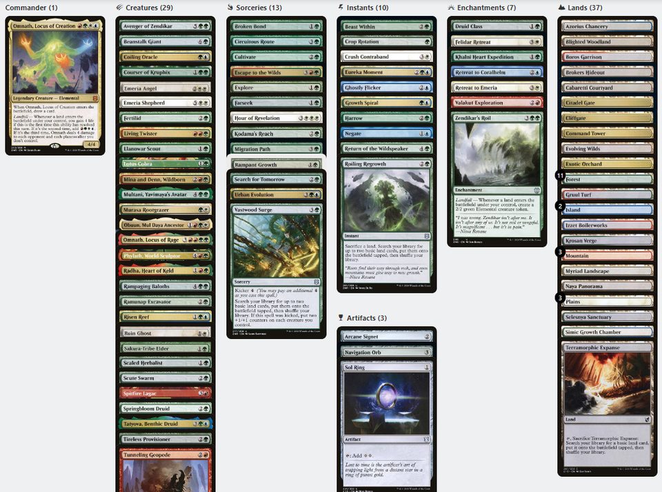 Omnath, Locus of Creation LANDFALL RAMP Magic MTG Custom Commander Deck ...