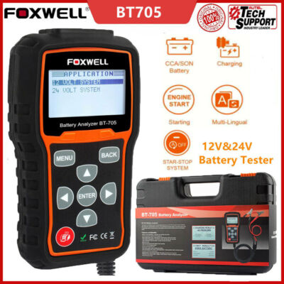 FOXWELL BT705 Battery Load Tester 12v 24v 100-2000CCA Cranking Charging ...