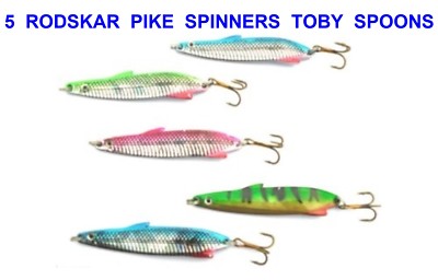5 RODSKAR 12g PIKE SPINNERS SPINNER BAIT LURES TOBY SPOONS SALMON PERCH ...