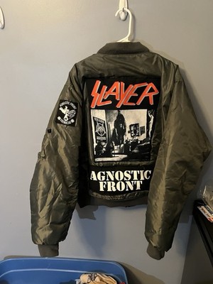 VTG Men’s L Customized Bomber Military Jacket Slayer And Agnostic Front ...