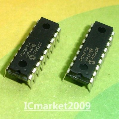2 PCS PIC16F716-I/P DIP-18 16F716 8-bit Flash-based Microcontroller ...