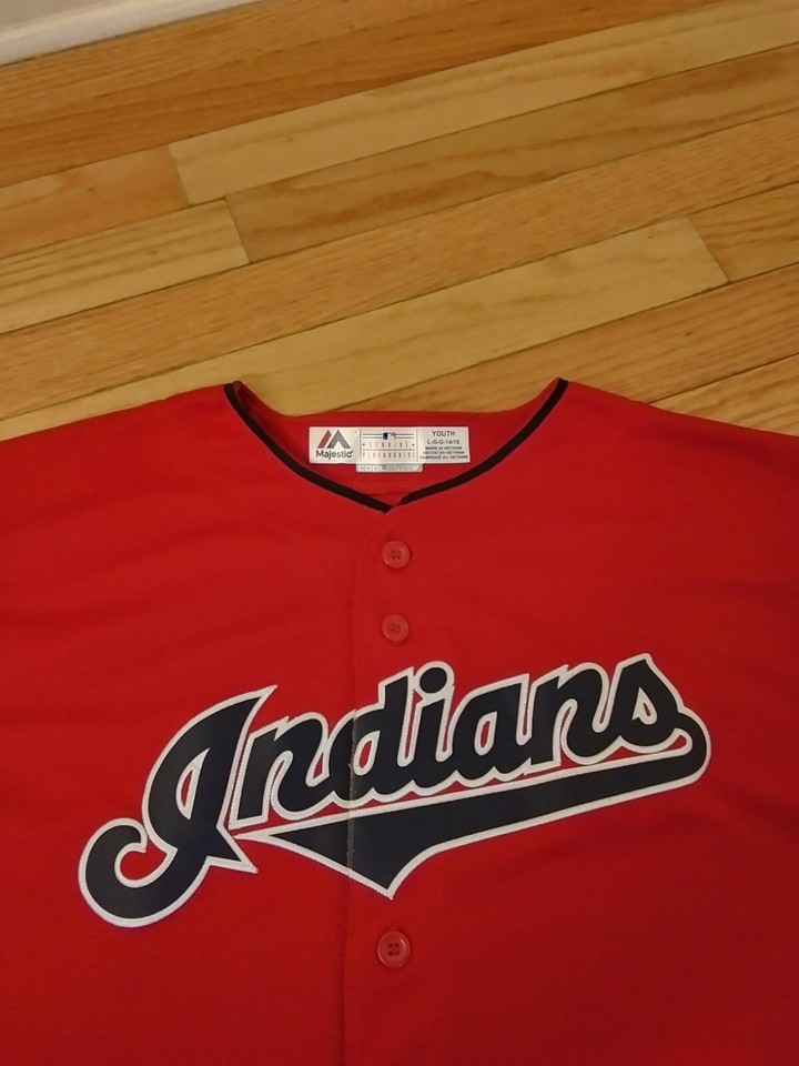 Cleveland Indians MLB Majestic Cool Base Jersey Youth Size L (14/16) | eBay