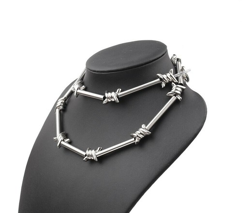 Punk Rock Emo Goth Silver Barbed Wire Chain Necklace or Pant Chain - 29 ...