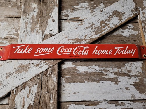 VINTAGE COCA-COLA PORCELAIN SIGN DOOR PUSH BAR SODA BEVERAGE DRINK FOOD ...