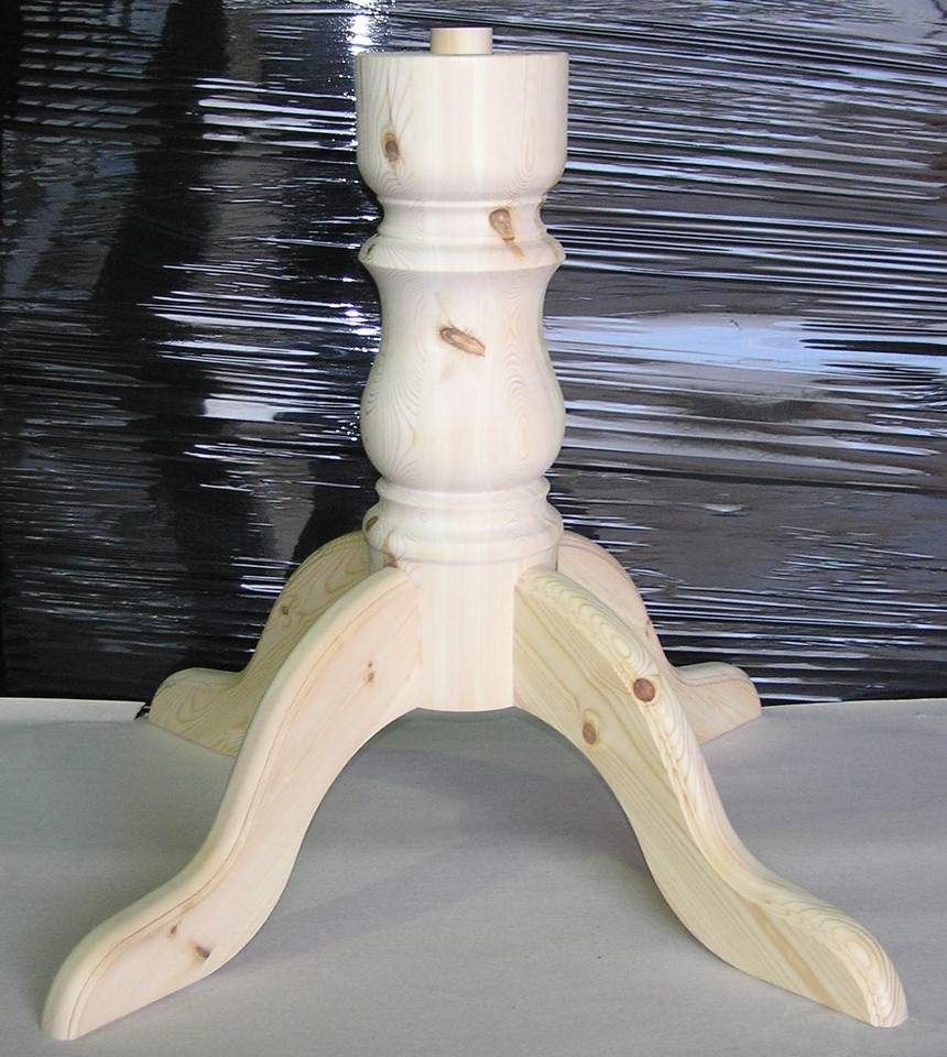 PEDESTAL TABLE COLUMN FOUR LEGS PINE 170mmØ * Total Height 696mm Ex 8 ...