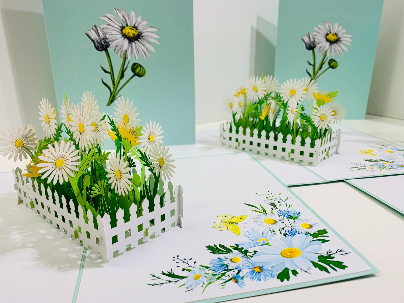 Origami Pop Cards White Daisy Garden Card 3D Pop Up Greeting Card ...