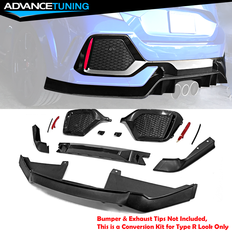 For 17-21 Honda Civic 5DR Hatchback Type R Rear Bumper Garnish ...