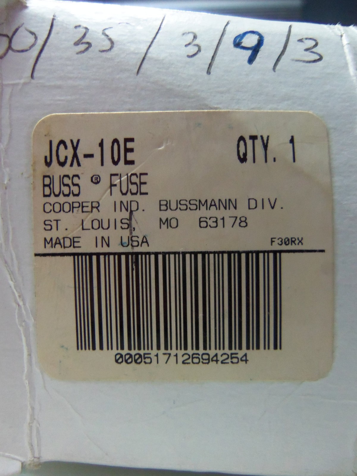 New Bussmann JCX-10E 10 Amp Fuse 2750 Vac NIB | eBay