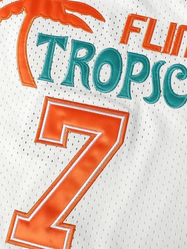 Flint Tropics Coffee Black #7 Semi Pro Movie Basketball Jersey White ...
