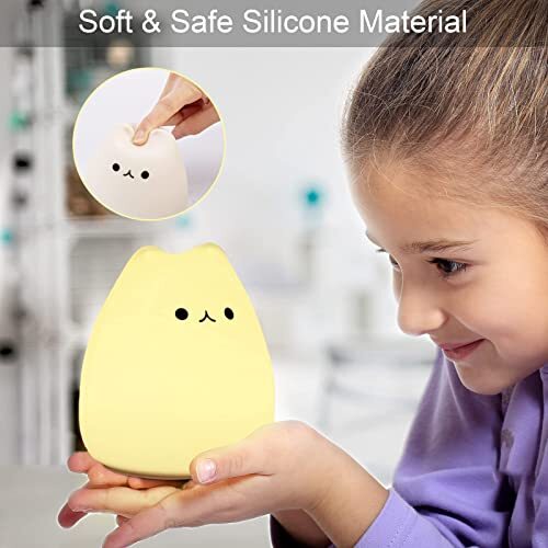 Led Cat Night Light Battery Powered Silicone Cute Cat Nursery Lights ...