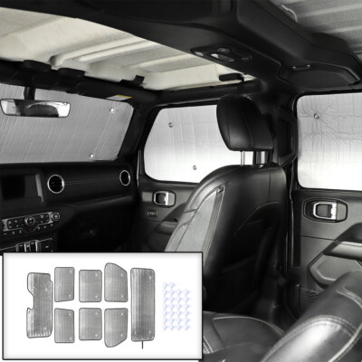 8x Window Windshield Sun Shade Heat Visor Shield For Jeep Wrangler JL ...