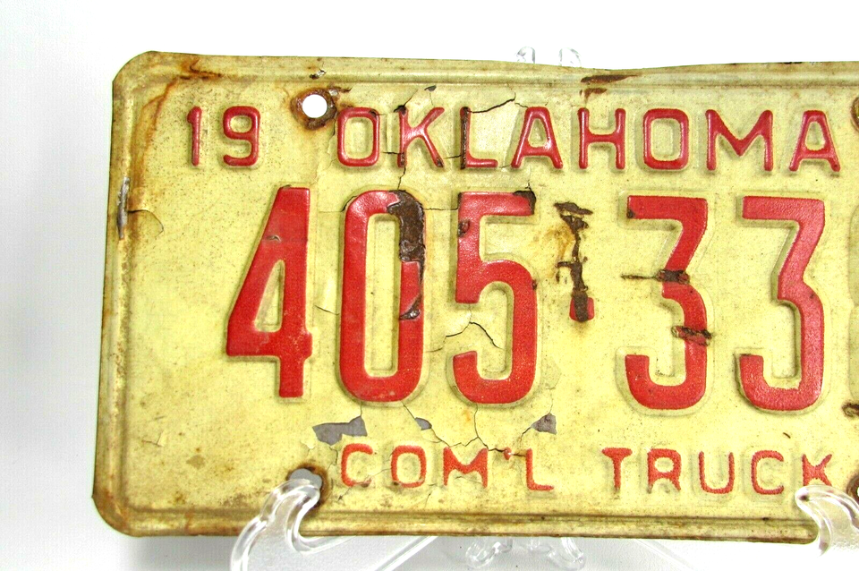 Vintage 1973 Oklahoma Commercial Truck License Plate 405 338 Retired ...