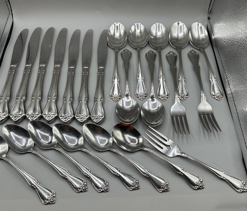 Oneida 1881 Rogers Arbor Rose True Rose Stainless Flatware 13pc Lot MCM ...