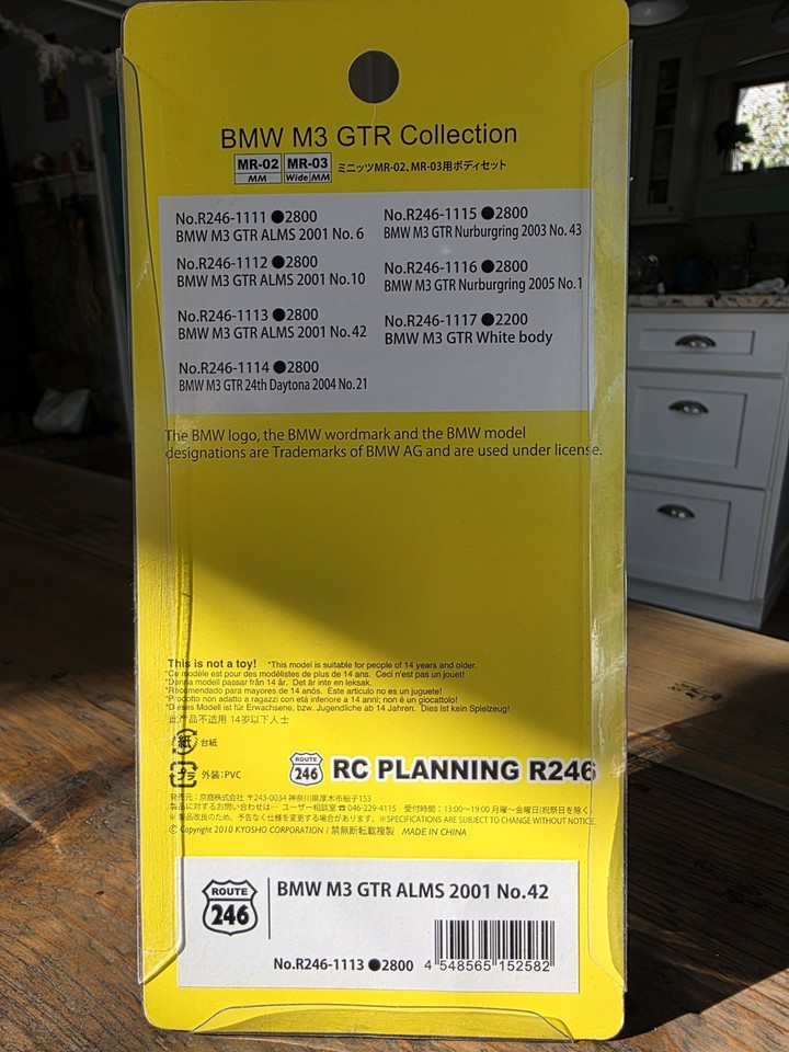 Route 246 BMW M3 GTR ALMS 2001 Mini-Z Body Kit | eBay
