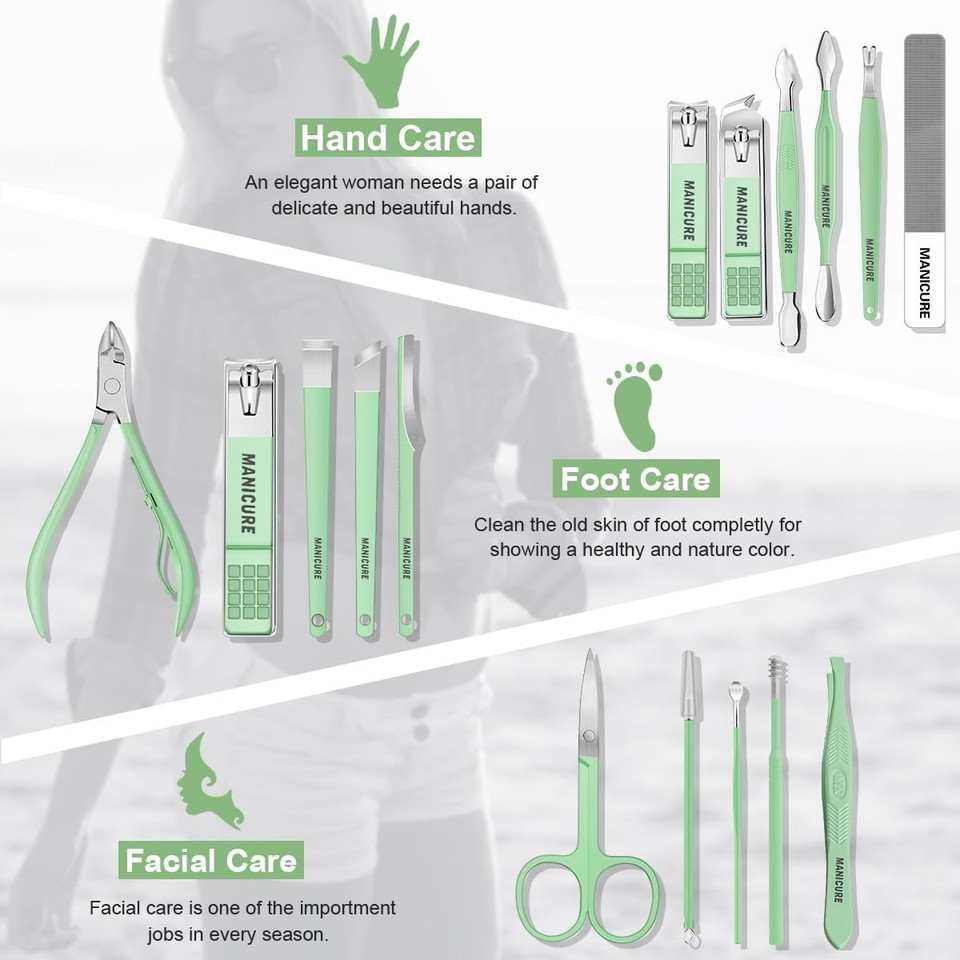 Set manicure professionale tagliaunghie kit pedicure 16pcs - Custodia ...