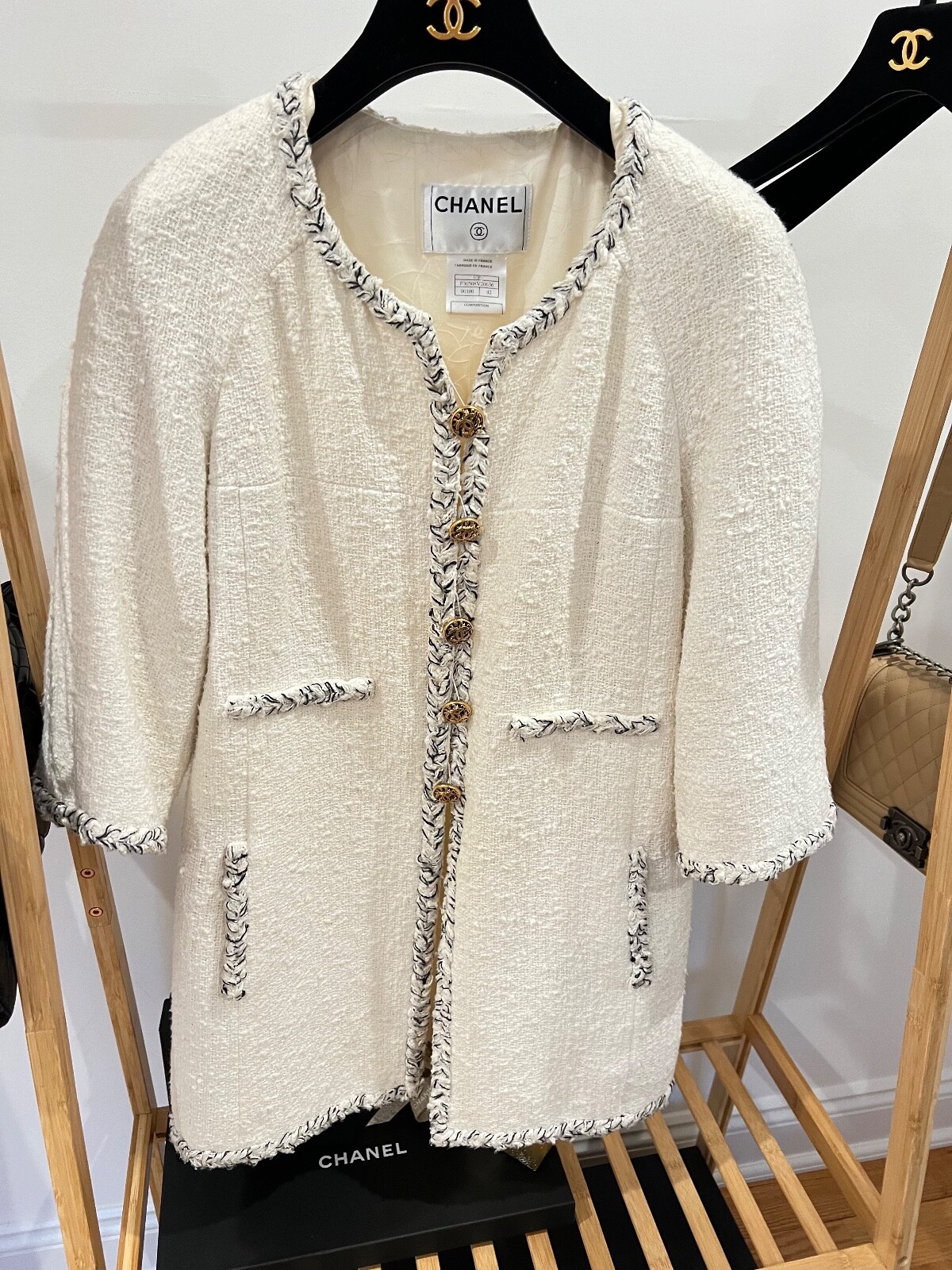 CHANEL 07P TWEED CC LOGO BUTTONS JACKET BLAZER FR42 … - Gem