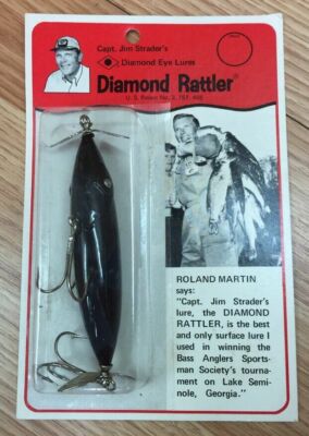 Vintage Diamond Rattler Jim Strader Fishing Lure 3 3/4" Inch Black ...