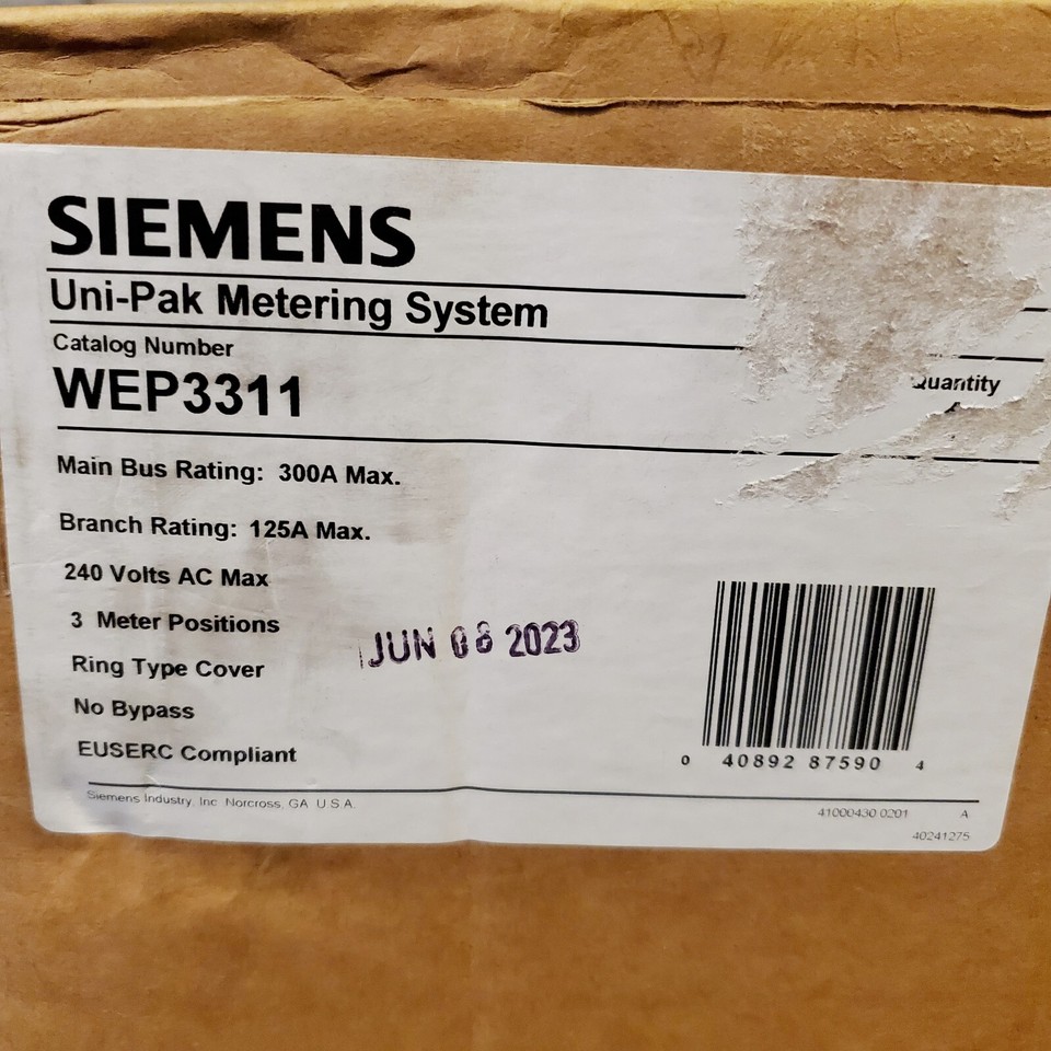 Siemens WEP3311 Uni-Pak Metering System 300A 3-Gang 125A, New! | eBay