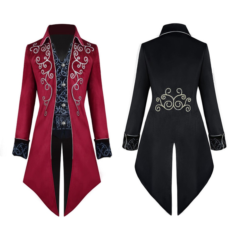 Mens Vampire Gothic Long Suit Jacket Showman Tuxedo Tailcoat Frock Coat ...