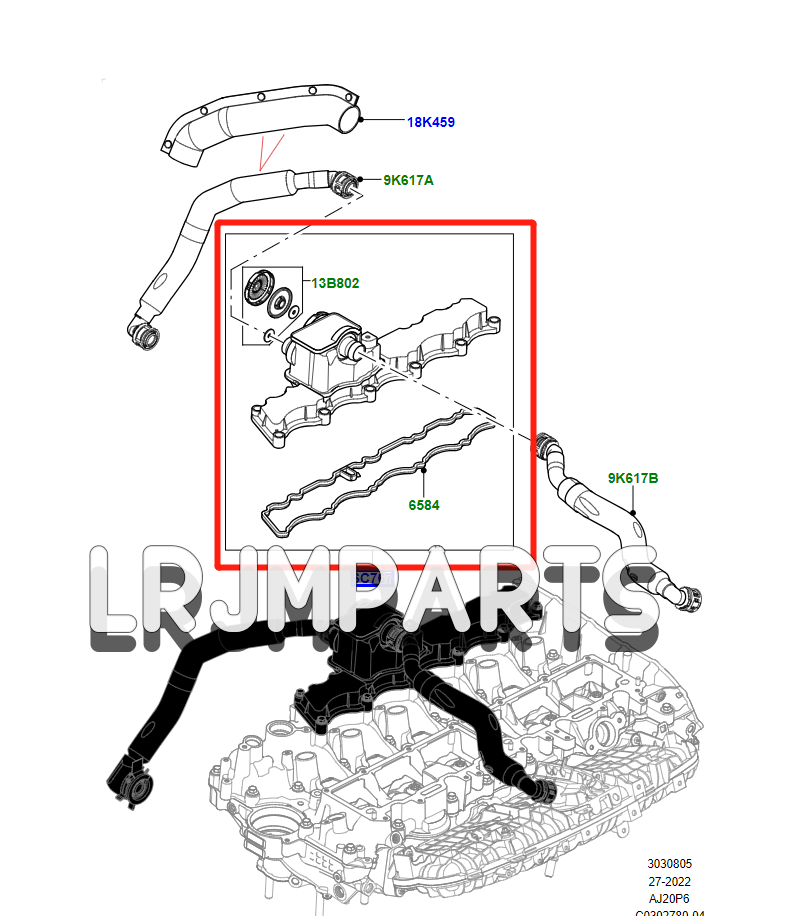 Genuine Land Range Rover Sport 3.0 AJ20P6 ENGINE CRANKCASE VALVE COVER ...