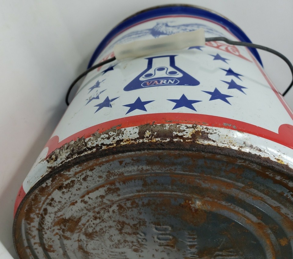 Vtg 1976 5 Gal BICENTENNIAL Pail Can Stars Stripes Red White Blue COOL ...