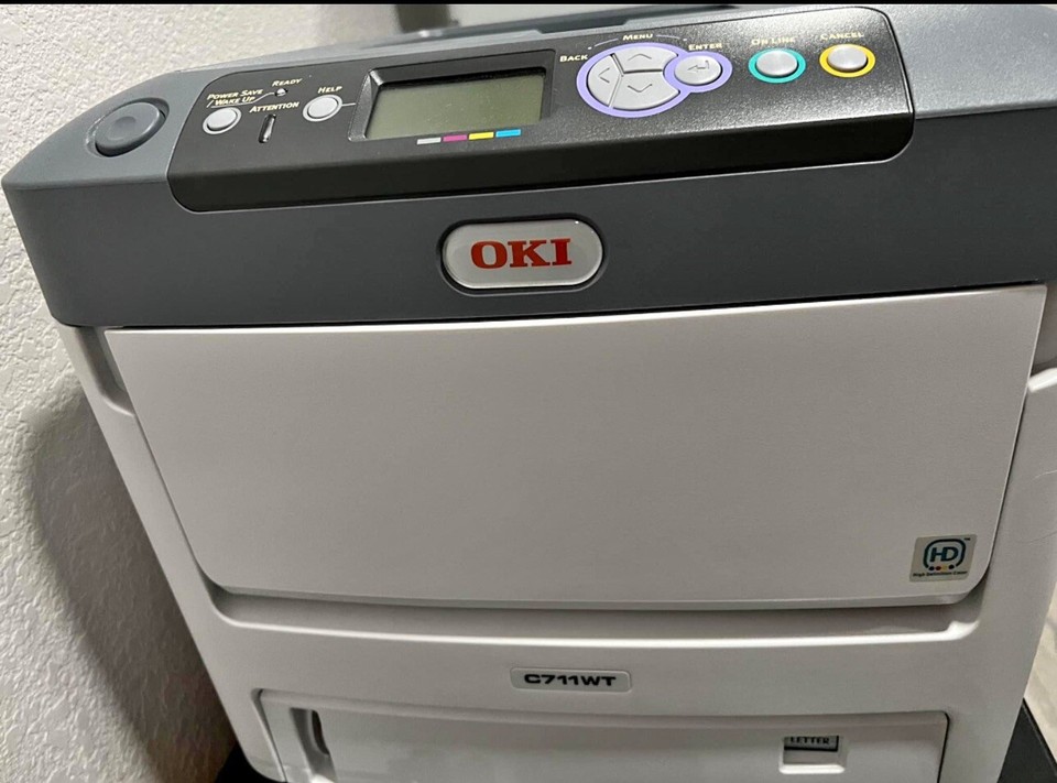 oki c711wt white toner laser printer for TShirts, and other media ...