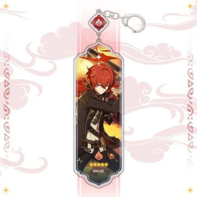 Genshin Impact Diluc Acrylic Student Cosplay Pendant Anime Keychain ...