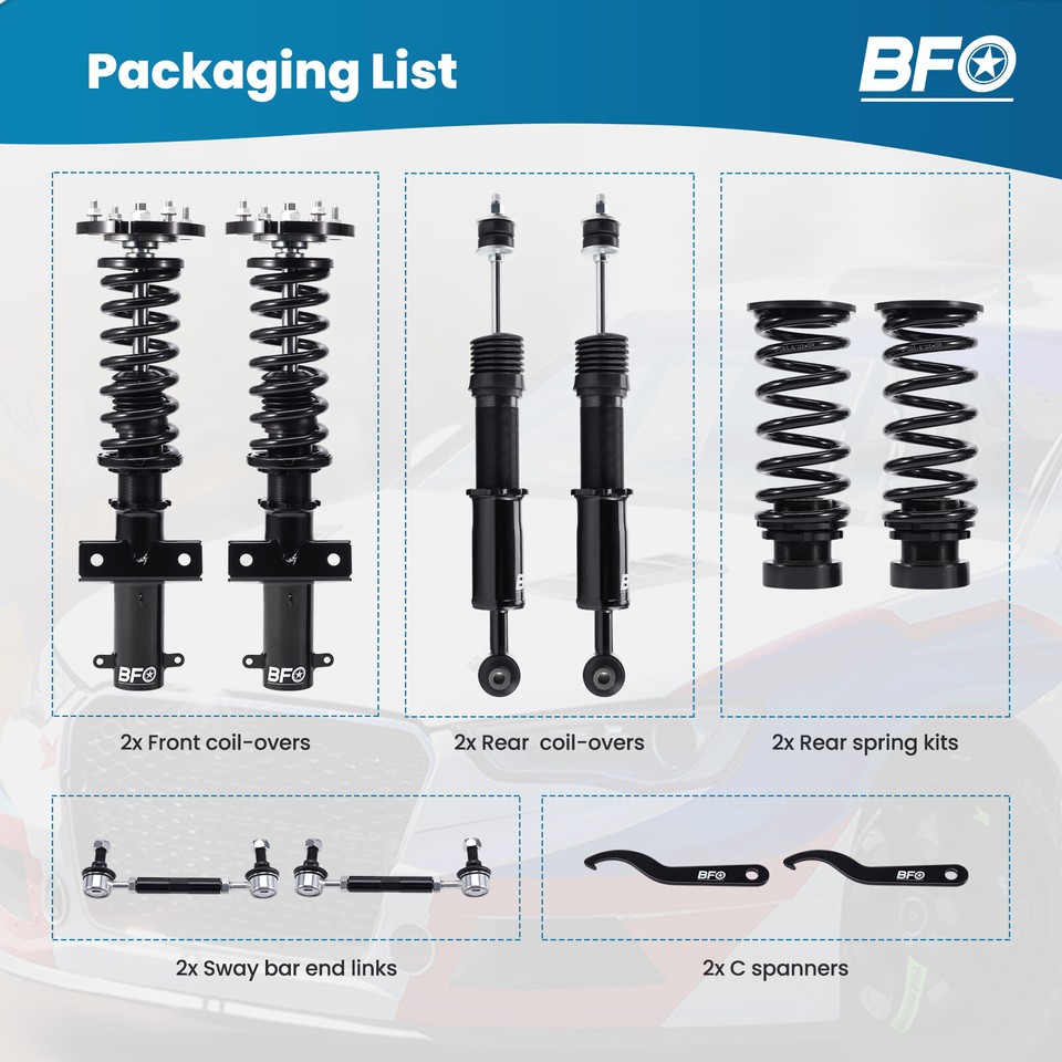 BFO Coilovers Lowering Suspension Kit for Mustang 2005-2014 Adj Height ...