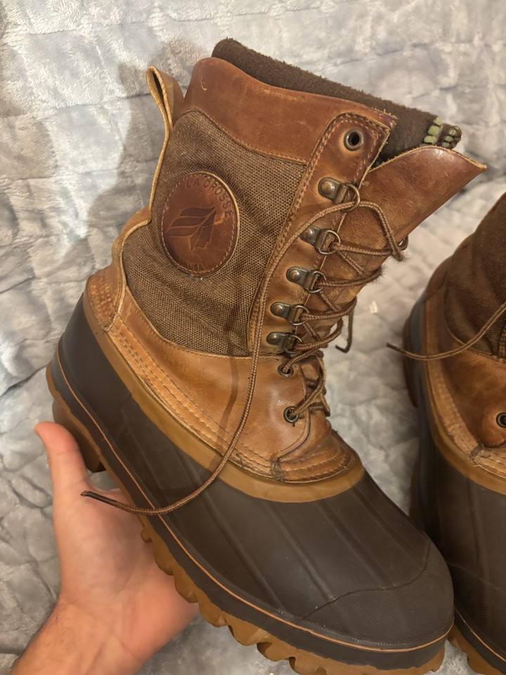 LaCrosse Ice King Fiberglass Shank Brown Leather Winter Work Boots Men ...