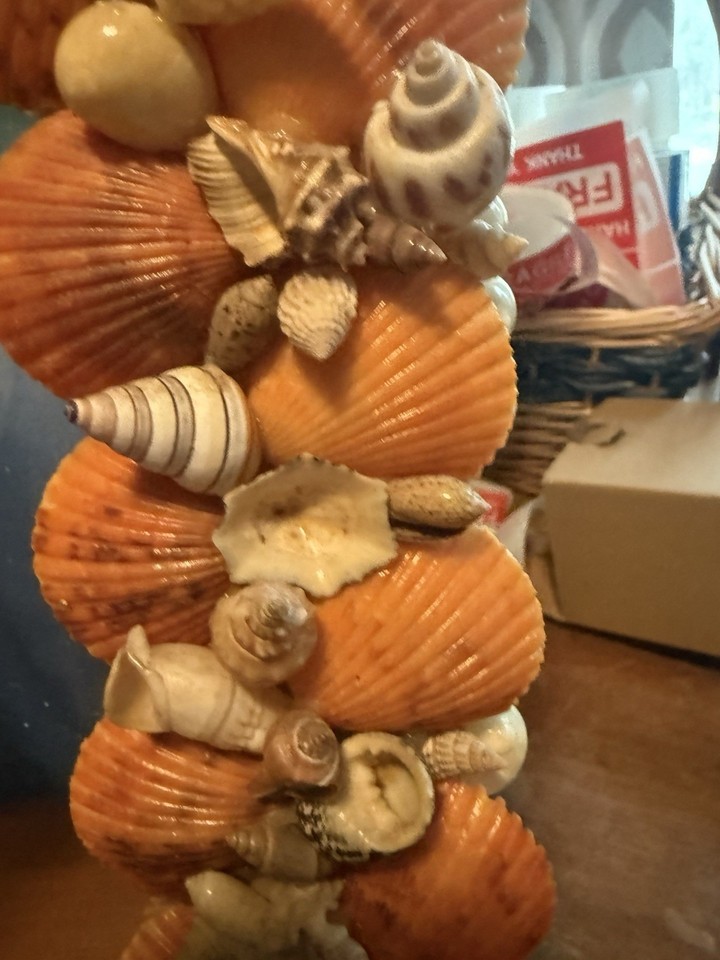 VTG Mirror Sea Shells on Wood Primitive Artist Handmade Frame 13 X 11 ...