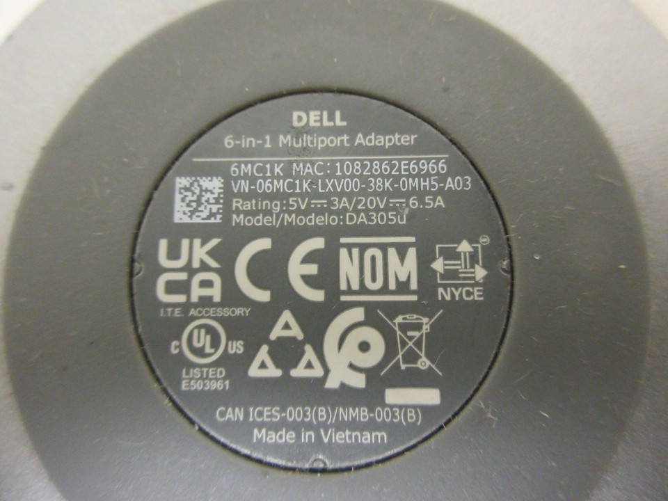 Dell DA305U Portable Travel 6-In-1 USB-C Multiport Adapter | eBay