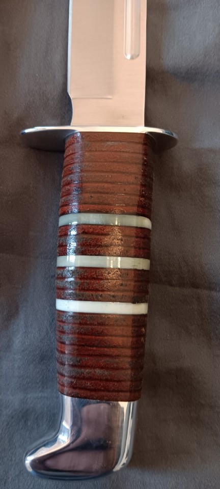 Buck 119 Custom Stacked Leather And Bone Spacer Fixed Blade Knife | eBay