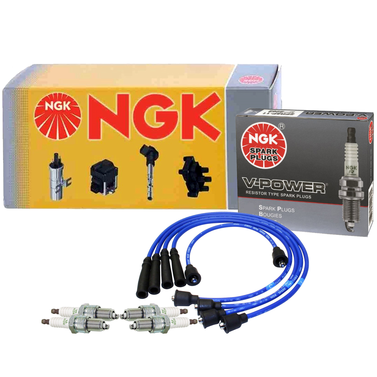 NGK Wire & 4 V-Power Spark Plugs Gap 0.032" Kit For Suzuki Samurai 1.3 ...