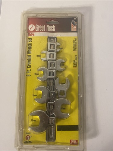 Great Neck 8 PCS. 3/8" SAE Crow Foot Wrench Standard Set with Rail ...