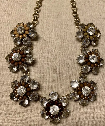 J. Crew Crystal Flower Statement Necklace | eBay