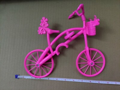 Barbie Mattel 2007 Barbie Bicycle Bike pink plastic Basket w/ flowers ...