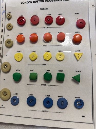 2 Sets Of Vintage London Button Industries Salesman Sample Card -Nylon ...