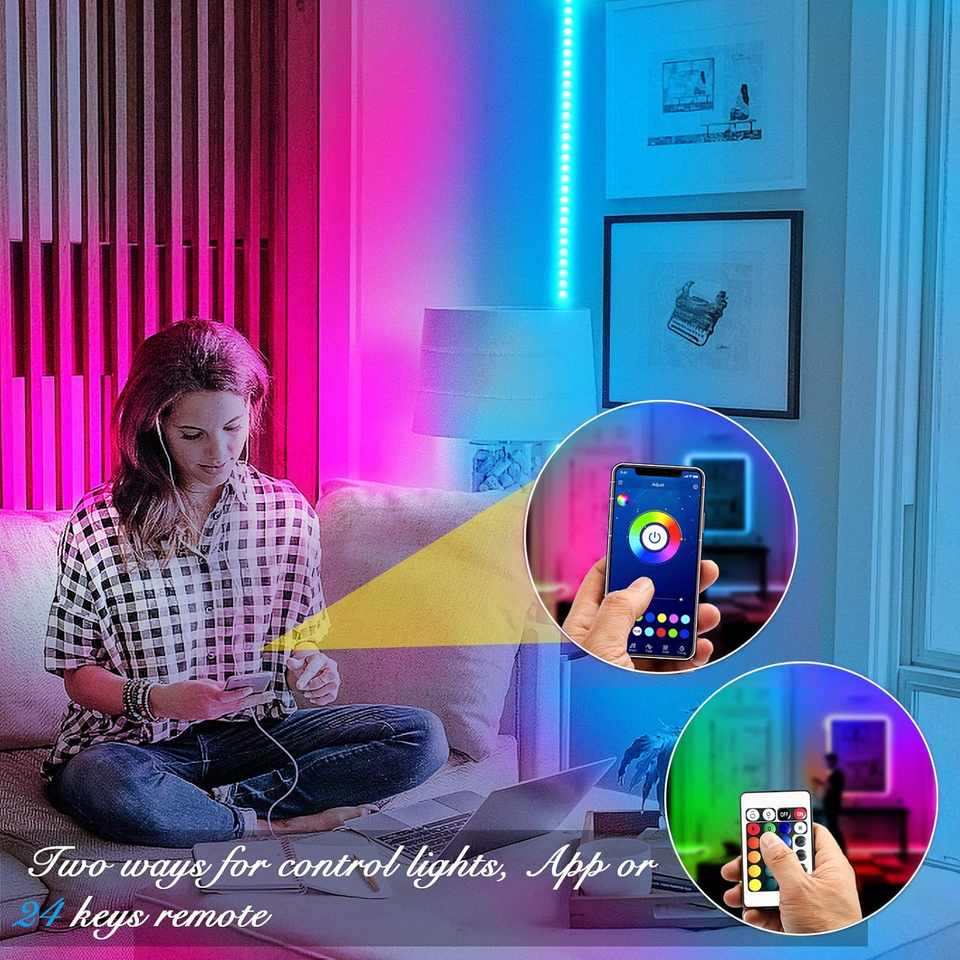 Led Strip Lights Smart with App Control Remote, 5050 RGB for Bedroom ...