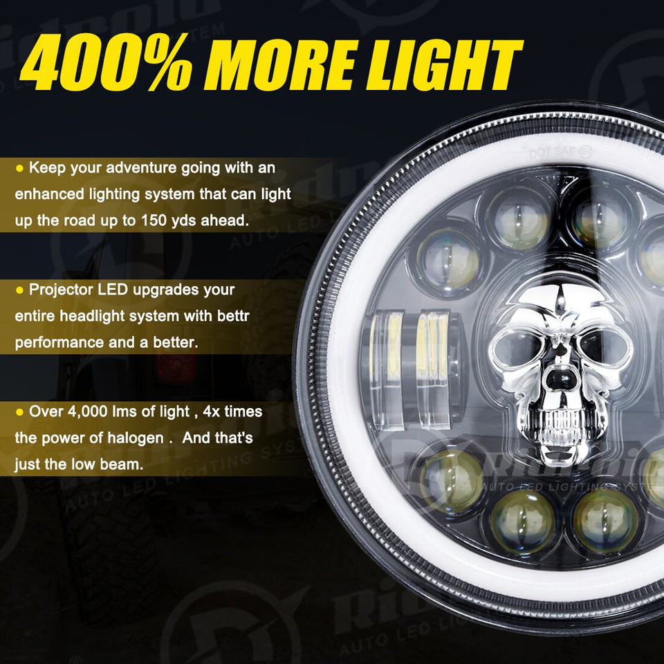 7" Inch RGB LED Headlights Halo Angel Eyes DRL for Chevy C10 Camaro ...