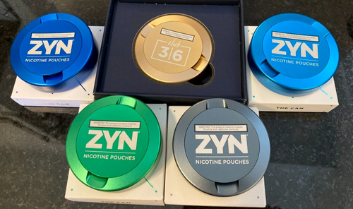 RARE!! 5 Pack ZYN Metal Cans (Cyan, Green, Navy, Grey, & GOLD 3/6 ...