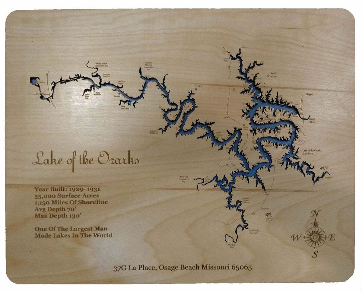 Framed Maps Of The Lake Of Ozarks Lake Of The Ozarks – Premier Metal