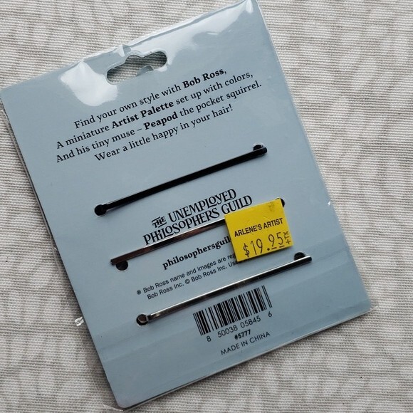 Bob Ross Hair Pins 3 Artist Bobby Pins Paint Palette Squirrel NEW ...